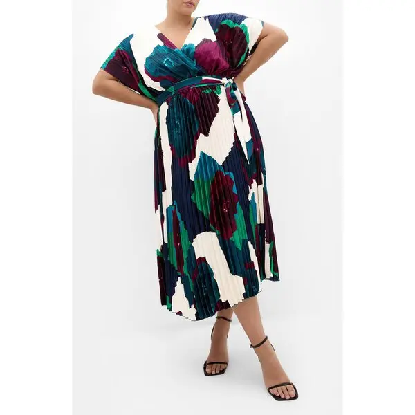 City Chic Abstract Print Maxi Dress - Abstract Floral