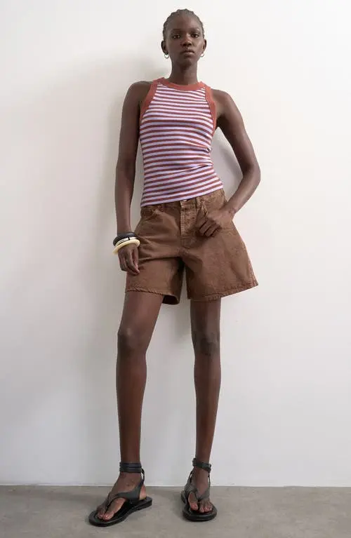Topshop Stripe Cutaway Rib Tank
