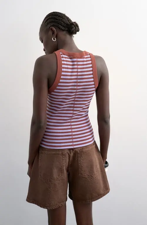 Topshop Stripe Cutaway Rib Tank
