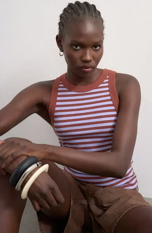 Topshop Stripe Cutaway Rib Tank