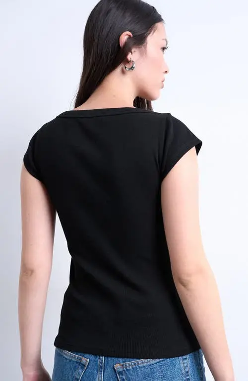 Topshop Square Neck Stretch Cotton Rib T-shirt - Black