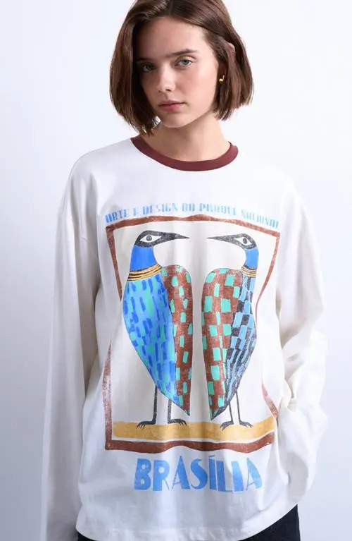 Topshop Contrast Ringer Skater Graphic T-shirt