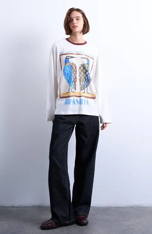 Topshop Contrast Ringer Skater Graphic T-shirt