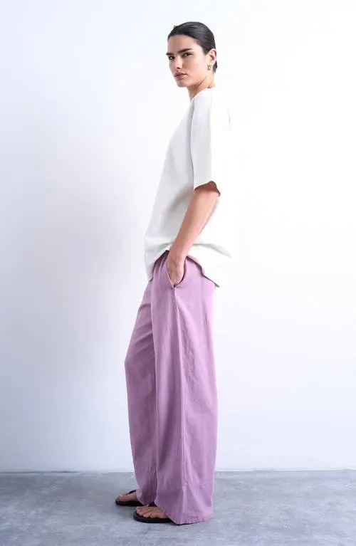 Topshop Wide-leg Linen Blend Pants