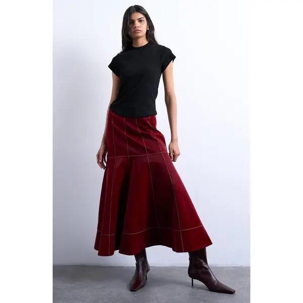 Topshop Fitted Curved Hem Stretch Cotton Rib T-shirt