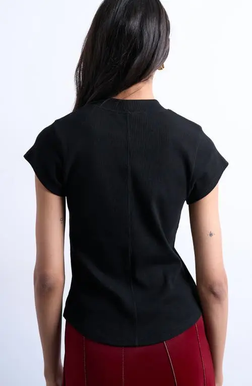 Topshop Fitted Curved Hem Stretch Cotton Rib T-shirt