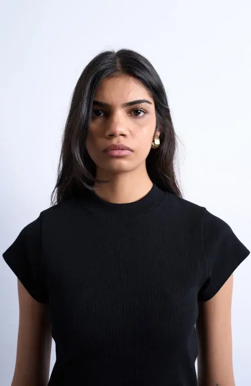 Topshop Fitted Curved Hem Stretch Cotton Rib T-shirt