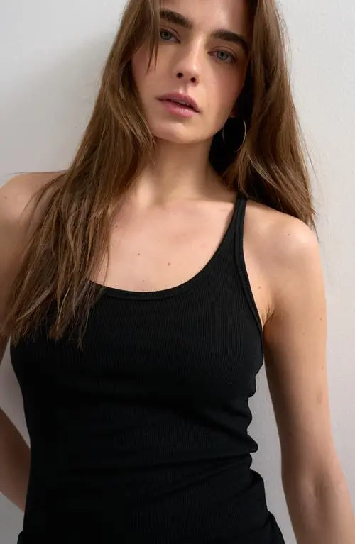 Topshop Spaghetti Strap Racerback Tank - Black