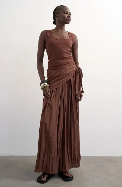 Topshop Scoop Neck Rib Tank - Brown