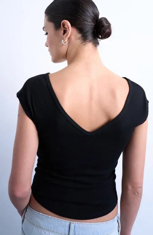 Topshop Ribbed V-neck Crop Top