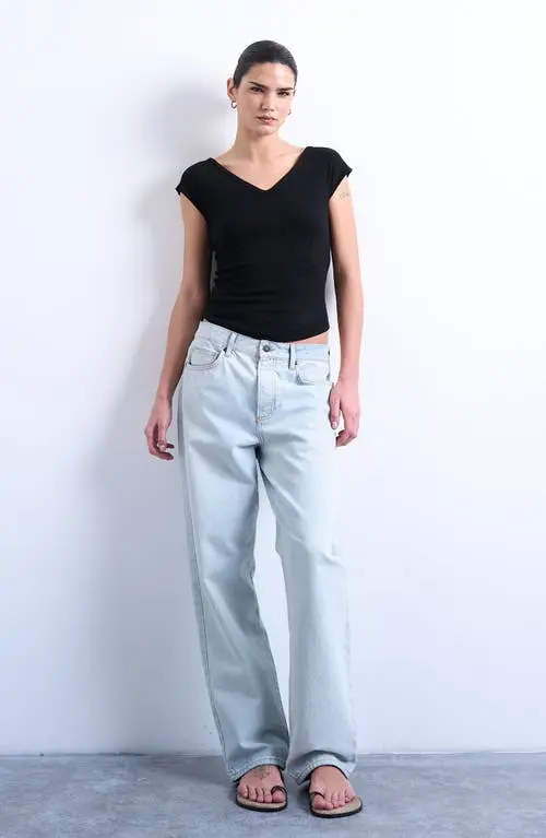 Topshop Ribbed V-neck Crop Top