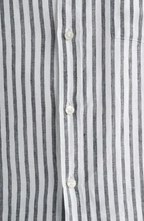 BOSS Liam Regular Fit Linen Button-up Shirt - Dark Blue