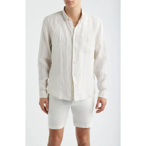 BOSS Liam Regular Fit Linen Button-up Shirt - Open Beige