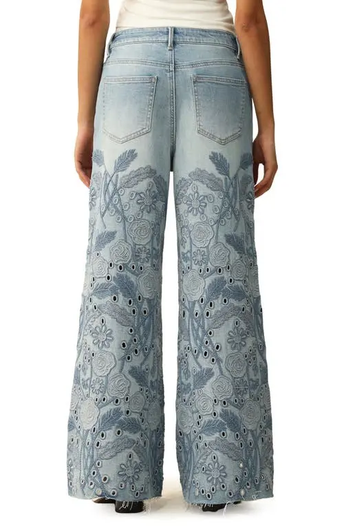 BAYEAS Embroidered High-waist Wide-leg Jeans