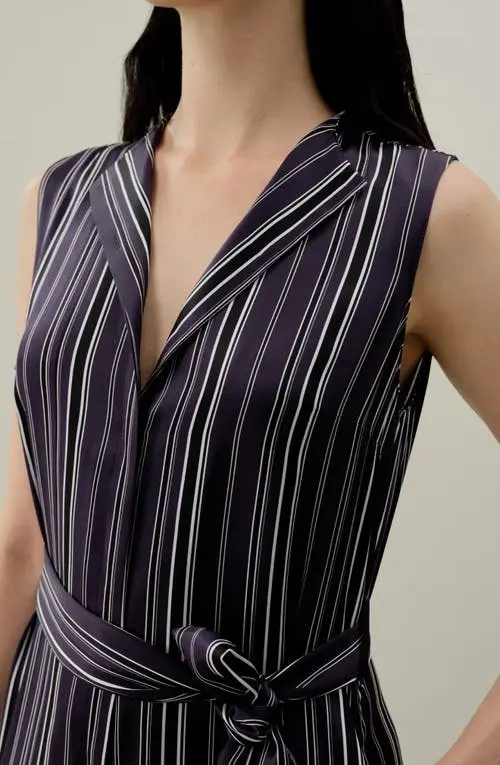 Lilysilk Striped Silk Jumpsuit With Wide-leg Trousers