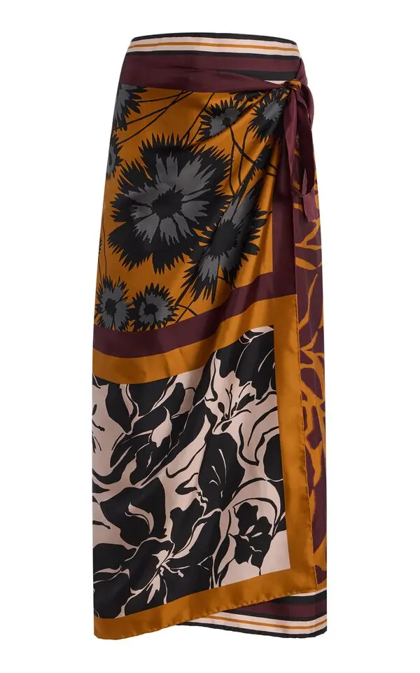 Dries Van Noten Floral Silk Twill Pareo Skirt
