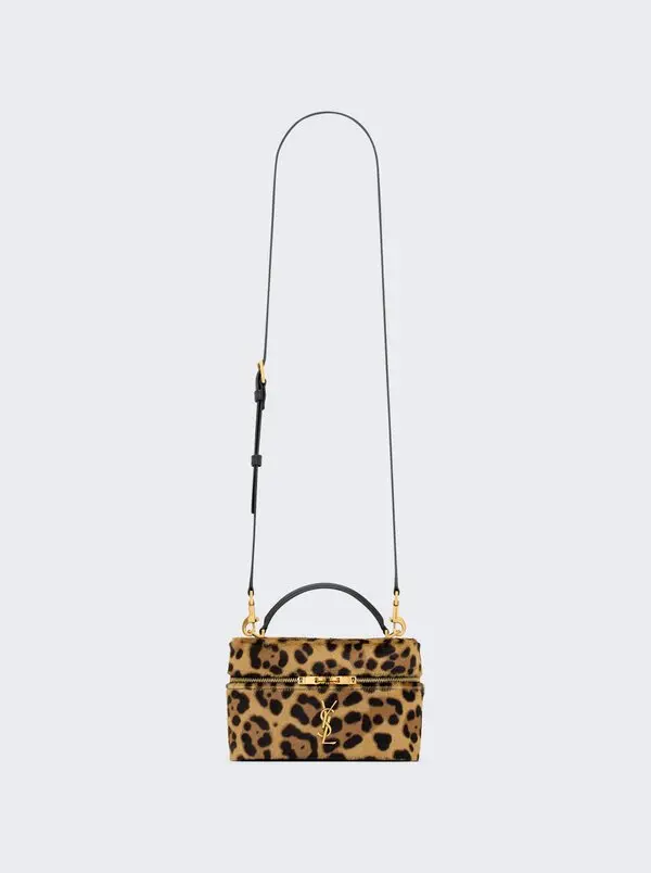 Saint Laurent Gaby Vanity Bag In Leopard Print Pony Hair Leather - Brown