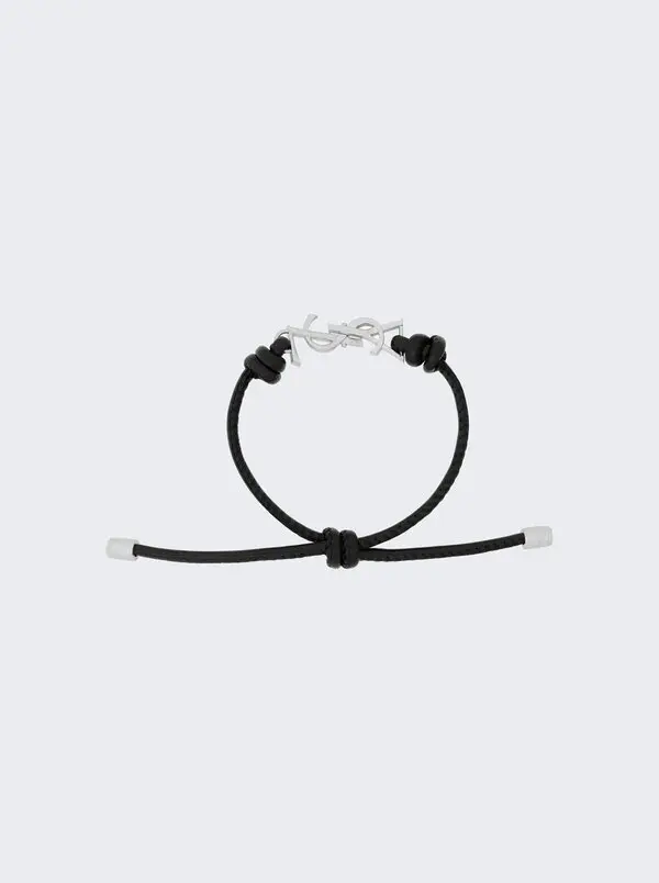 Saint Laurent Cassandre Leather Cord Bracelet - Black