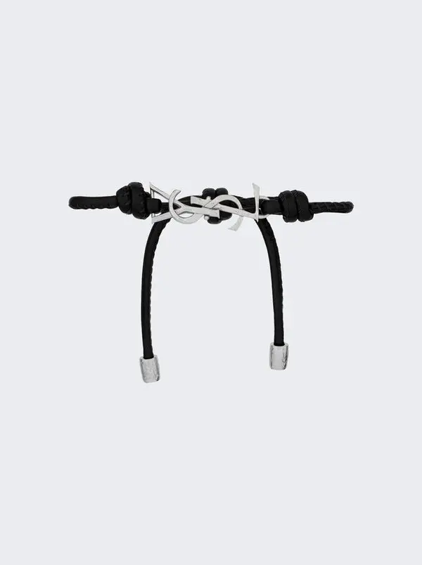 Saint Laurent Cassandre Leather Cord Bracelet - Black
