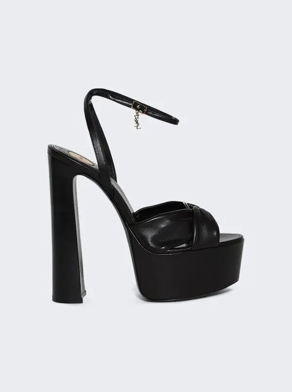 Saint Laurent Franciane 105 Leather Platform Sandals - Black