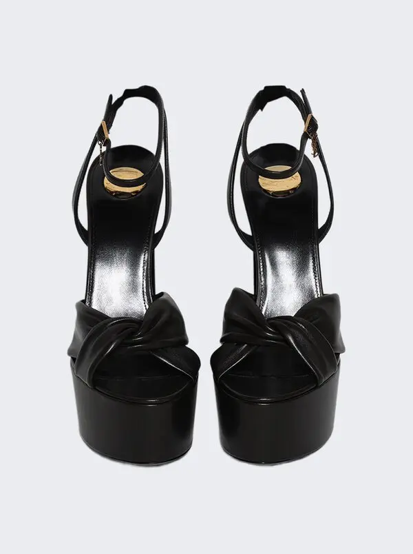 Saint Laurent Franciane 105 Leather Platform Sandals - Black