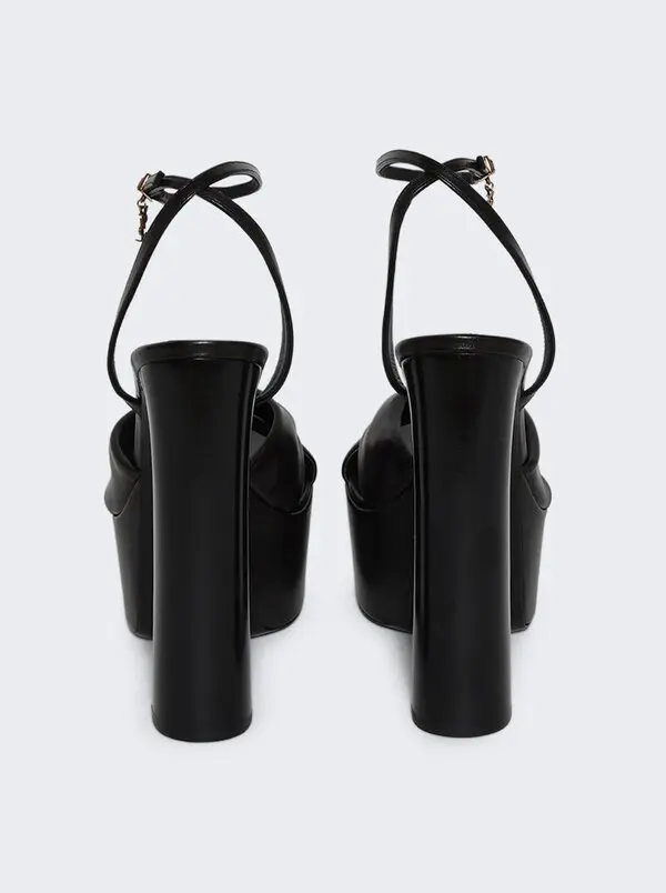 Saint Laurent Franciane 105 Leather Platform Sandals - Black