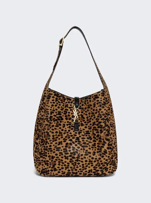 Saint Laurent Le 5 Ã 7 Large Leopard Print Shoulder Bag - Brown