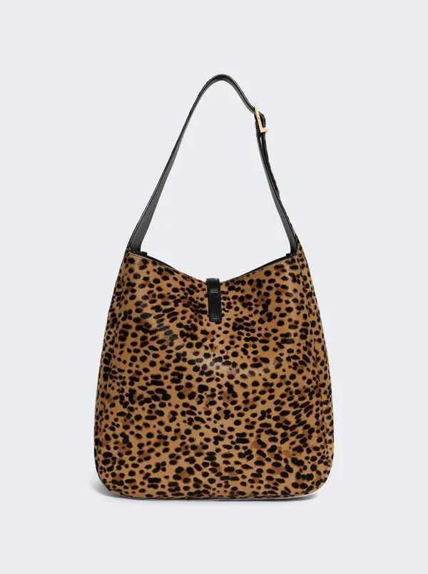 Saint Laurent Le 5 Ã 7 Large Leopard Print Shoulder Bag - Brown