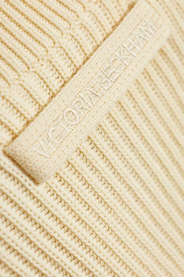 Victoria Beckham Crew Neck Ribbed Knit Sweater - Yellow