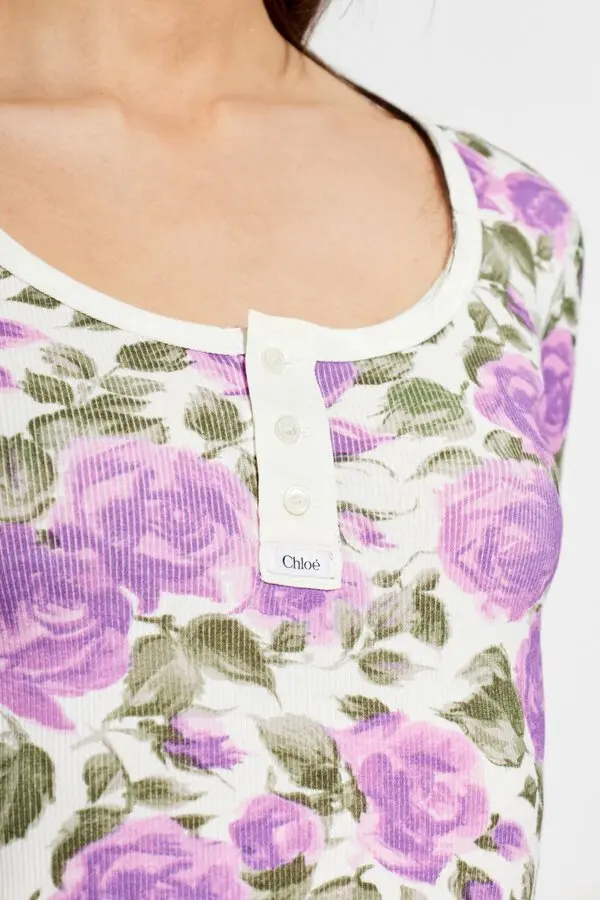 Chloé Floral Ribbed Knit Top