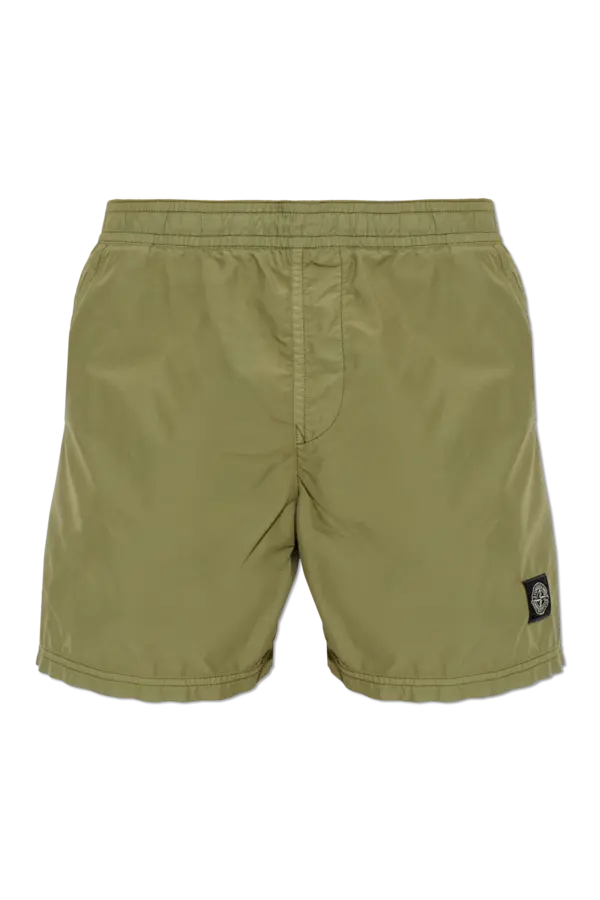 Stone Island Swim Shorts With Logo - Green