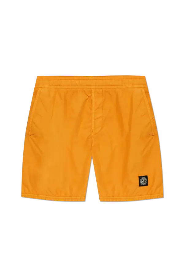 Stone Island Logo Swim Shorts - Orange