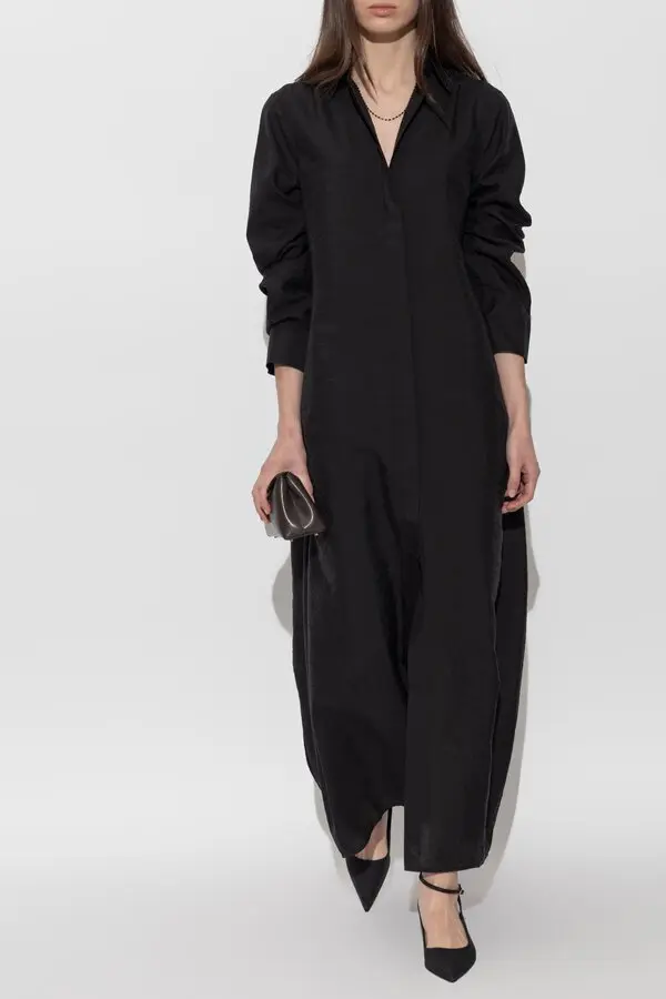 TOTEME Silk Maxi Shirt Dress - Black