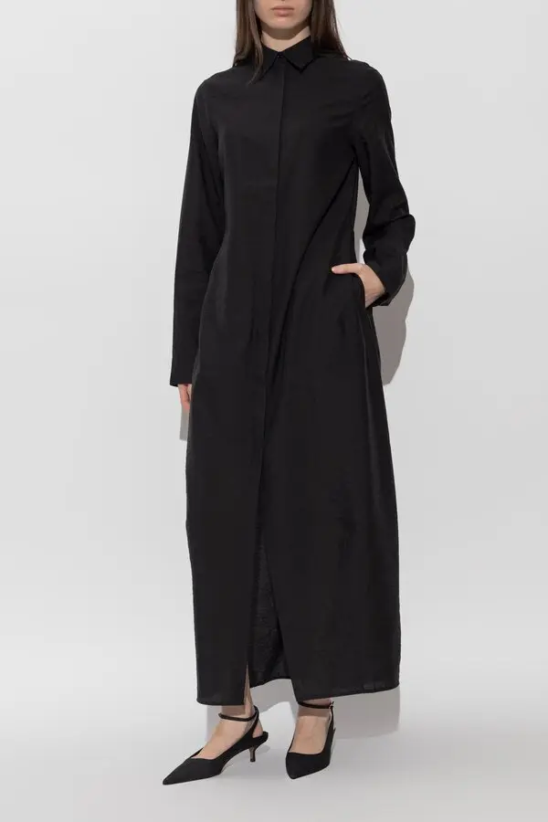 TOTEME Silk Maxi Shirt Dress - Black