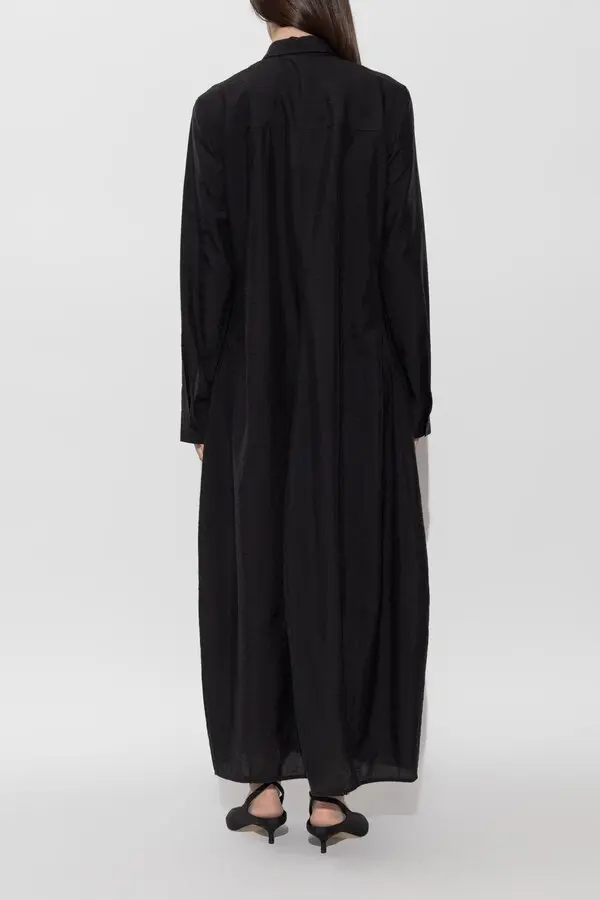 TOTEME Silk Maxi Shirt Dress - Black