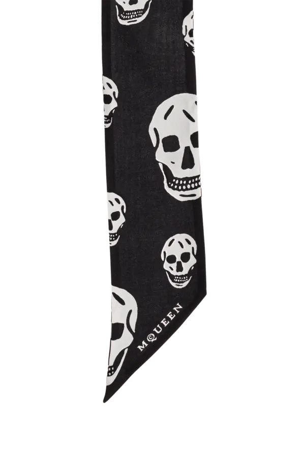 Alexander McQueen Silk Scarf With A Distinctive Skull Motif - Black
