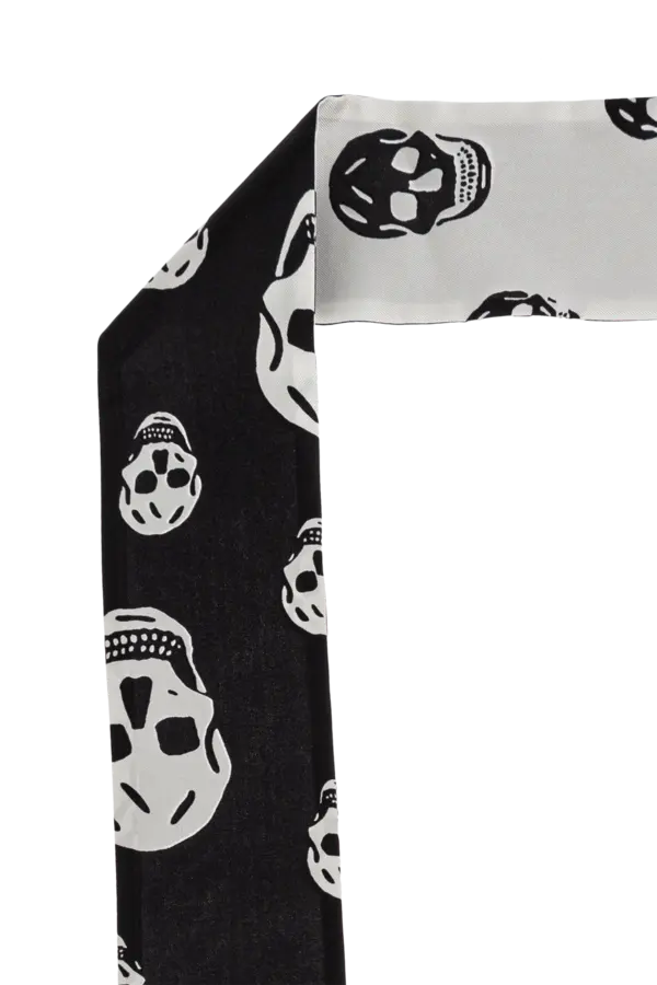 Alexander McQueen Silk Scarf With A Distinctive Skull Motif - Black