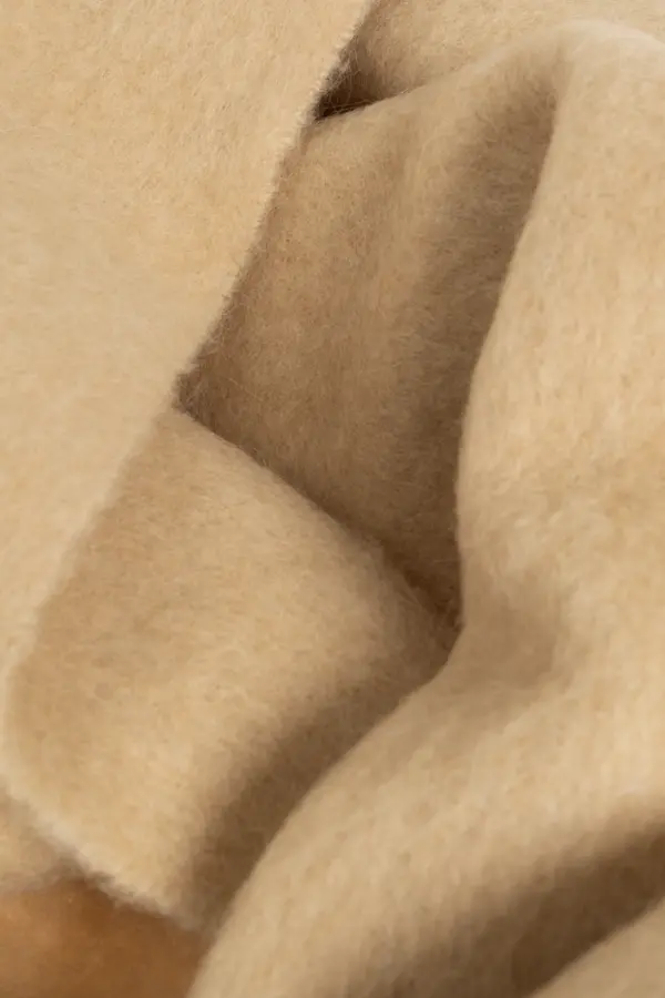 LANVIN Wool Scarf With Logo - Beige