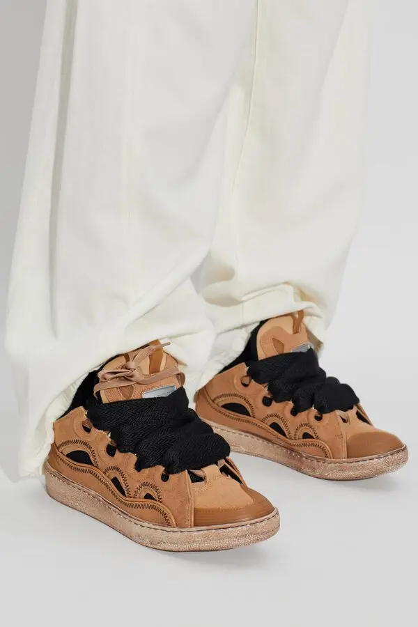 LANVIN Curb’ Leather Sneakers - Brown