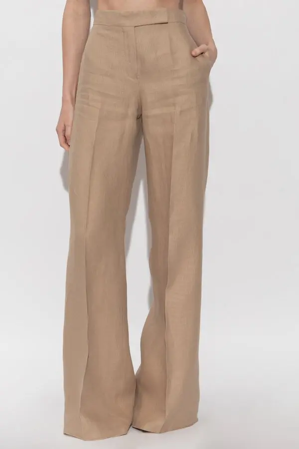 Max Mara Wide-leg Linen Trousers - Beige