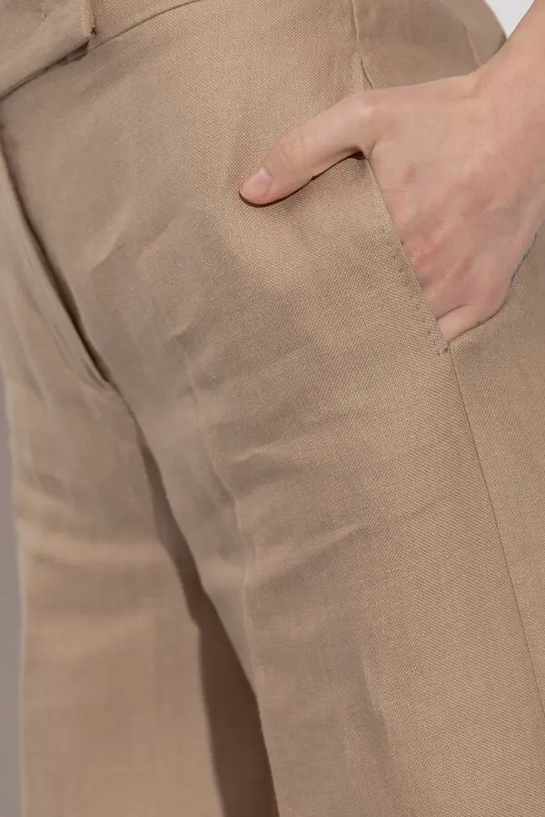 Max Mara Wide-leg Linen Trousers - Beige