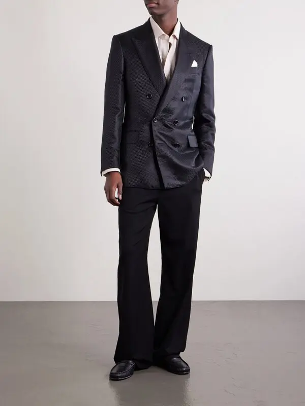 TOM FORD Double-breasted Silk-hopsack Blazer
