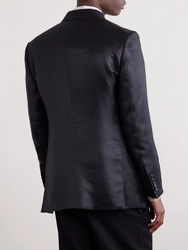 TOM FORD Double-breasted Silk-hopsack Blazer