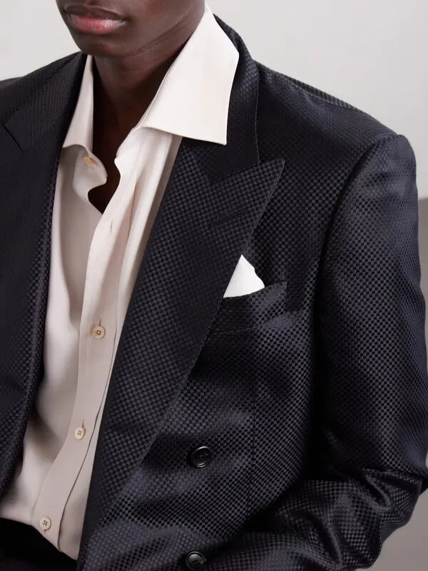TOM FORD Double-breasted Silk-hopsack Blazer