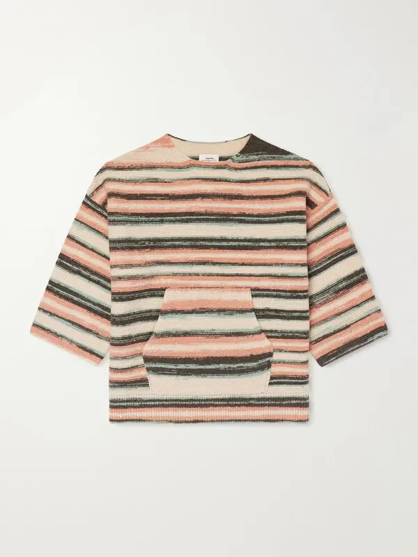 Visvim Burrow Striped Wool And Cashmere-blend Sweater - Neutrals