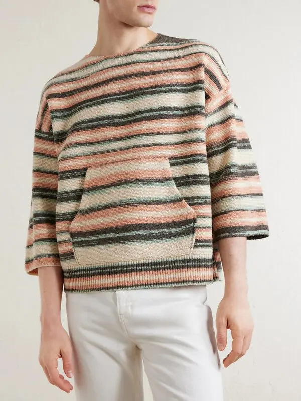 Visvim Burrow Striped Wool And Cashmere-blend Sweater