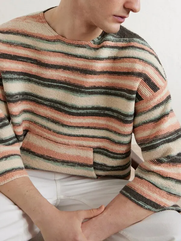 Visvim Burrow Striped Wool And Cashmere-blend Sweater