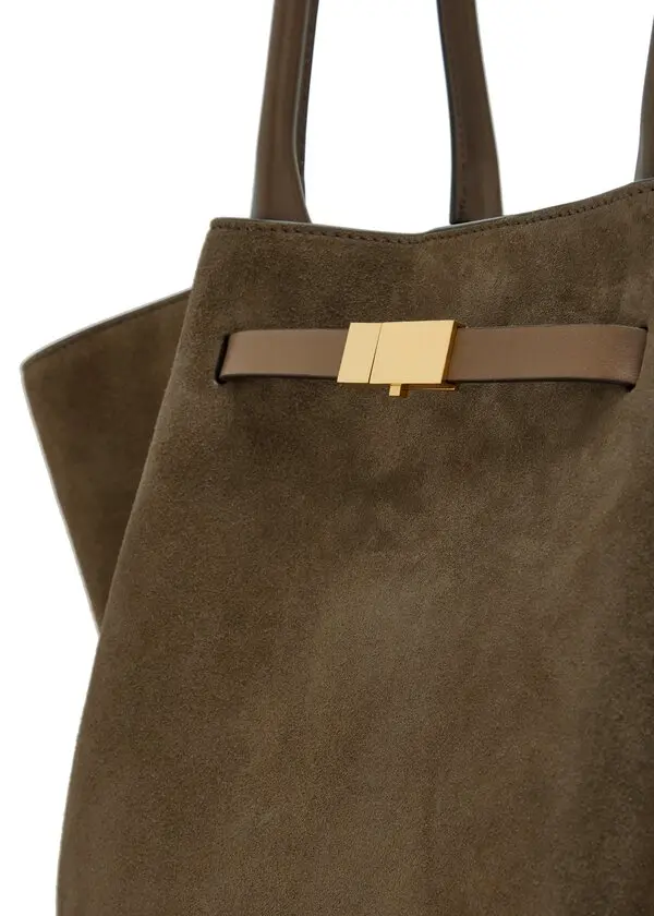 DEMELLIER Grained Leather Tote Bag - Dark Brown