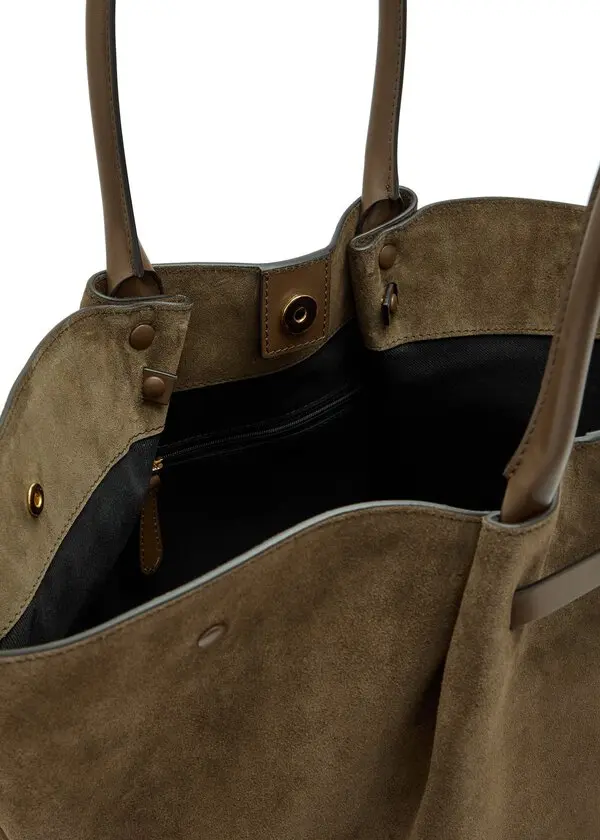 DEMELLIER Grained Leather Tote Bag - Dark Brown