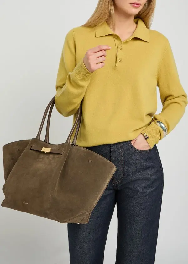 DEMELLIER Grained Leather Tote Bag - Dark Brown
